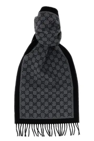 Gucci Gg Jacquard Scarf - Gray