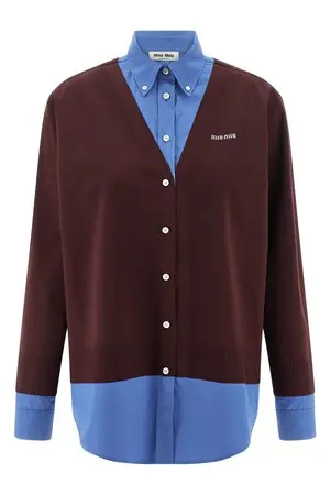 Miu Miu Poplin And Cashmere Shirt - Multi
