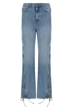 ROTATE BY BIRGER CHRISTENSEN Twisted Lacing Cotton Denim Jeans