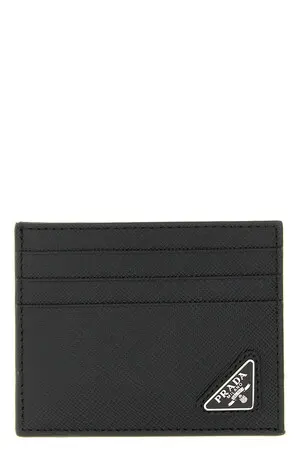 Prada Logo Leather Card Holder - Black