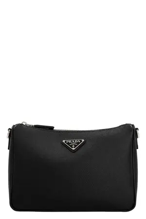 Prada Re-nylon & Saffiano Crossbody Bag - Black