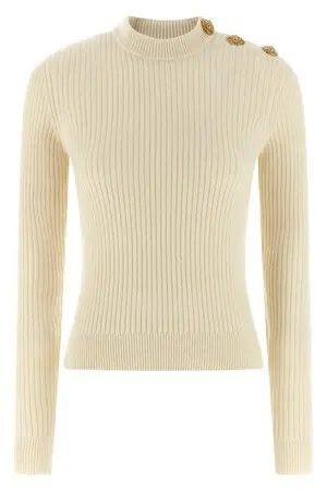 Balmain Ribbed Cashmere And Virgin Wool Sweater - White