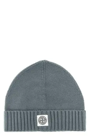 Stone Island Logo Patch Beanie - Gray