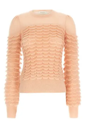 Zimmermann Hypnotic Scallop Mohair Blend Sweater - Pink