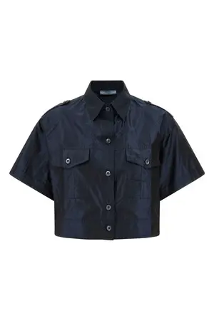 Prada Cropped Silk Taffeta Shirt