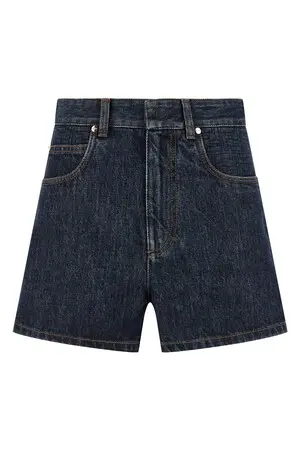 Fendi Ff Padded Denim Shorts - Blue