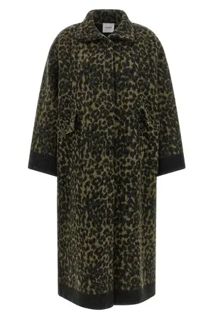 NUDE Animal Print Wool Blend Long Coat