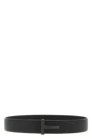 TOM FORD Icon Grain Leather Belt - Black