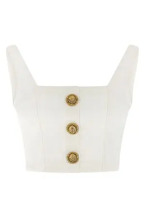 Balmain Cotton Canvas Button-embellished Top