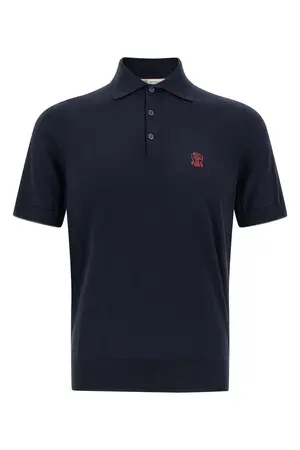 Brunello Cucinelli Logo Embroidery Polo Shirt - Blue