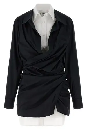 Attico Double Layer Shirt Dress - White/black