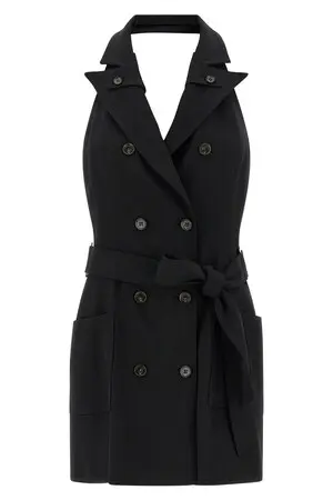 Elisabetta Franchi Gabardine Vest Dress - Black