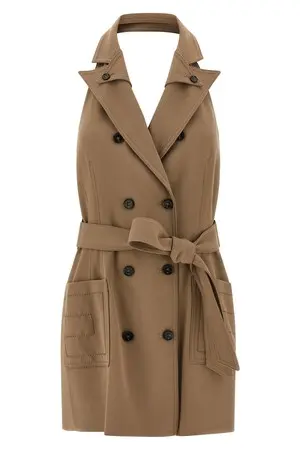 Elisabetta Franchi Gabardine Mini Vest Dress - Beige