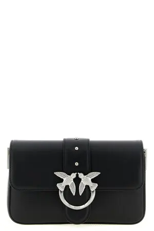 Pinko Mini Love Slouchy Leather Shoulder Bag - Black