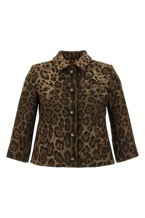 Dolce & Gabbana Animal Print Jacquard Wool Blazer