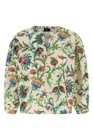 Etro Floral Cotton Poplin Blouse - Multi