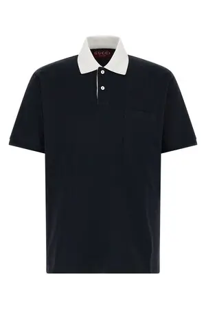 Gucci Contrast Collar Polo Shirt - Blue