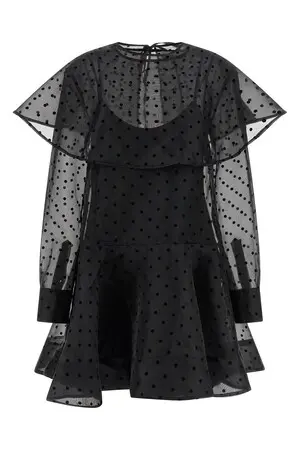 GANNI Organza Circle Collar' Dress - Black