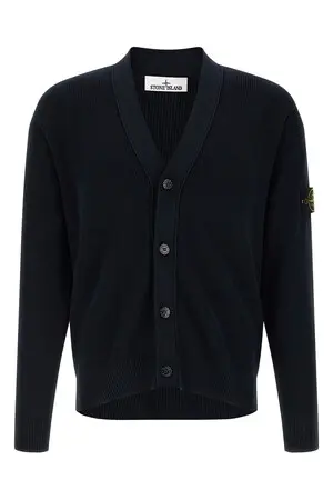 Stone Island 5100009 Ribbed Cotton Cardigan - Blue