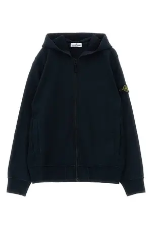 Stone Island Logo Badge Hoodie - Blue