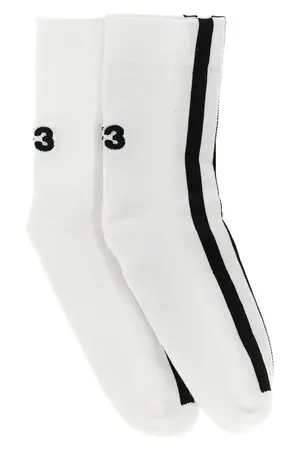 Y3 Stripes' Socks - White/black