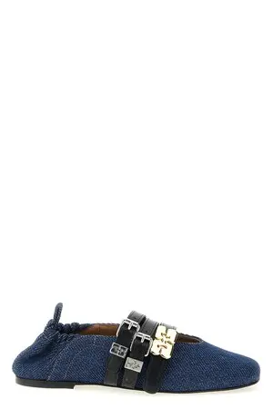 GANNI Sue Triple' Ballet Flats - Blue