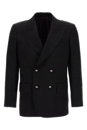Etro Check Double-breasted Blazer - Black