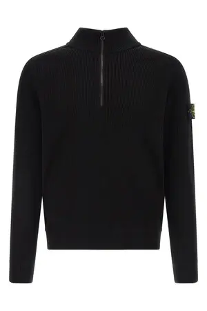 Stone Island Ribbed Cotton Half Zip Sweater
