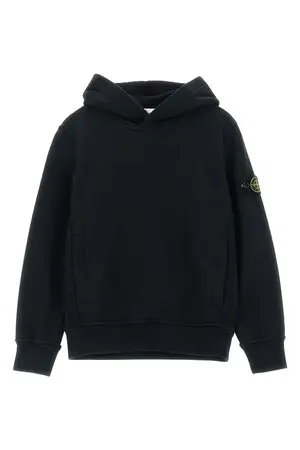 Stone Island Logo Badge Hoodie - Black