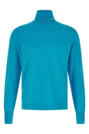 Prada Logo Intarsia Turtleneck Sweater - Light Blue