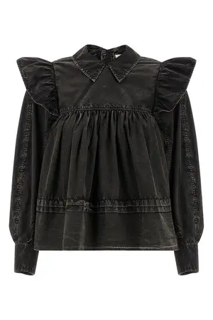 GANNI Washed Frill Blouse