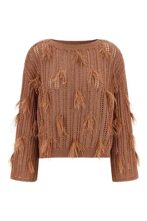 Twin-set Ostrich Feather Sweater - Brown