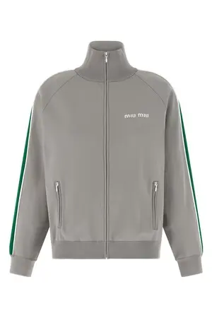 Miu Miu Logo Embroidery Tech Yarn Sweatshirt - Gray
