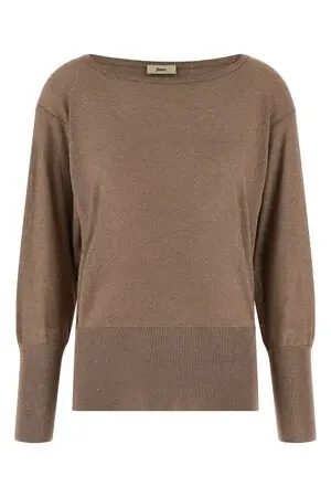 Herno Lamé And Sequin Yarn Sweater - Brown