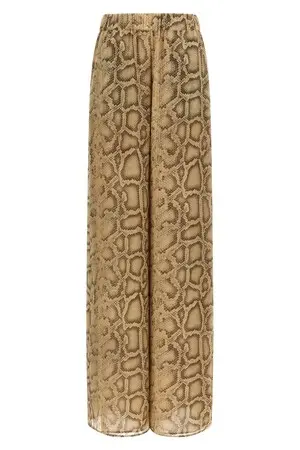 Andamane Lena Python Print Georgette Trousers - Beige
