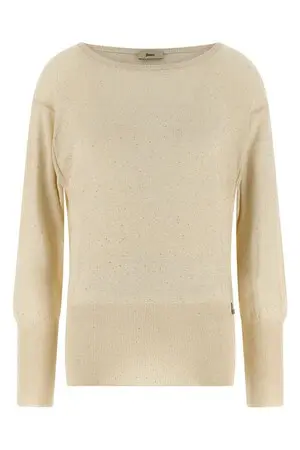 Herno Lamé And Sequin Yarn Sweater - Beige