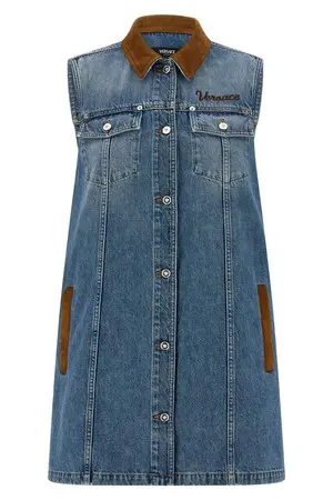 Versace Cotton Denim Mini Dress - Blue