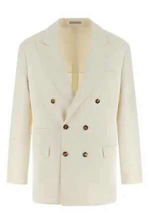 Brunello Cucinelli Linen Silk Blazer - White