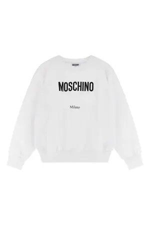 MOSCHINO KID TEEN Logo Lettering Sweatshirt - White/black