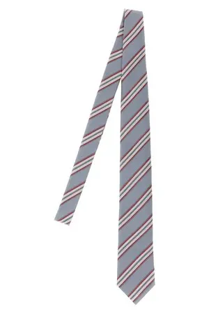 Brunello Cucinelli Striped Silk Neck Tie - Gray