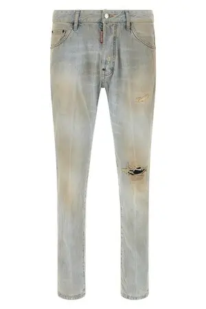 Dsquared2 Stonewashed Cotton Denim Jeans - Light Blue