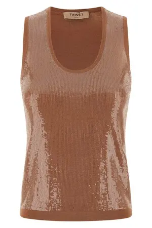 Twin-set Sequin Top - Brown