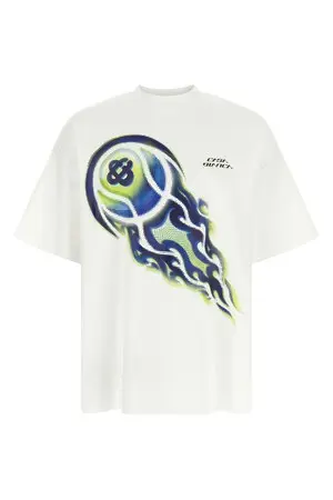 Casablanca Flaming Tennis Ball' T-shirt - White