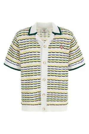 Casablanca Tuck Stitch Short Sleeve' Shirt - Multi