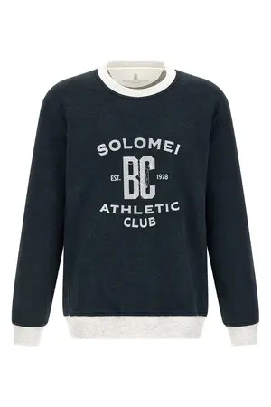 Brunello Cucinelli Cotton And Linen Sweatshirt - Blue