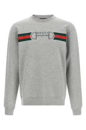 Gucci Web Ribbon And Horsebit Sweatshirt - Gray