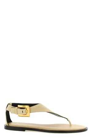 Balmain Anthem Leather Sandals - Beige