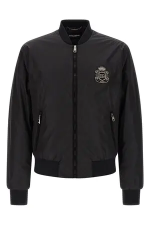 Dolce & Gabbana Dg' Patch Bomber Jacket - Black
