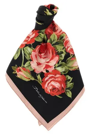 Dolce & Gabbana Bouquet Rose' Scarf - Black