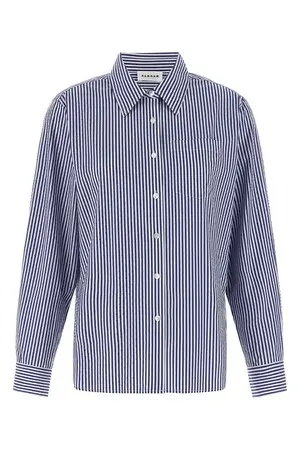P.a.r.o.s.h Cashine Striped Rhinestone Cotton Shirt - Blue